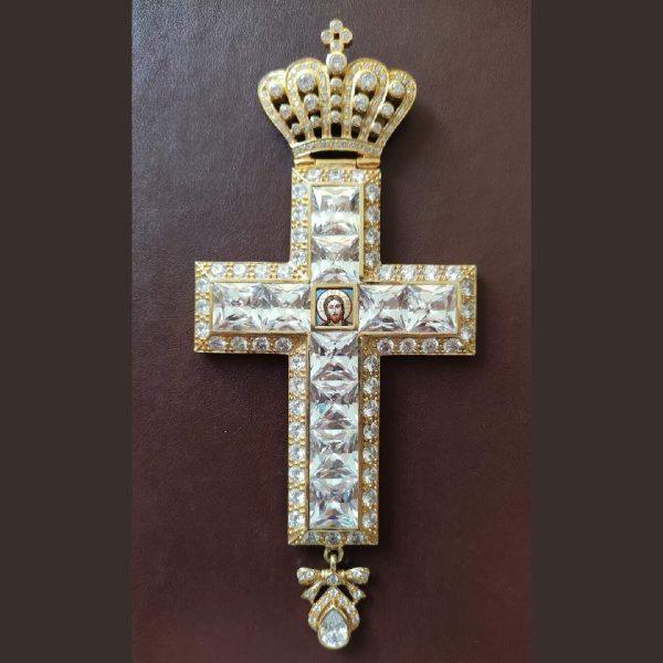 Handcrafted Pure Silver 925 Pectoral Cross with Enchanting Gold Plating ...
