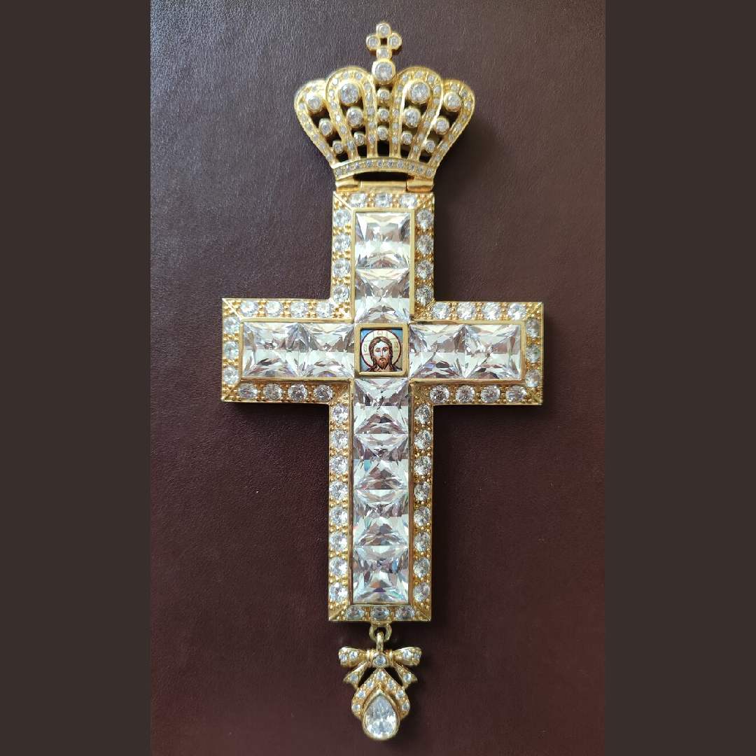 Handcrafted Pure Silver 925 Pectoral Cross with Enchanting Gold Plating ...