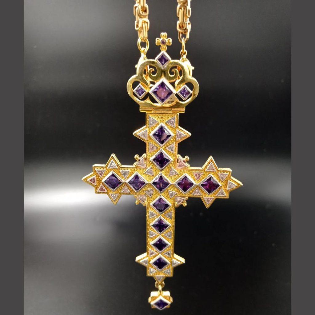 Exquisite Byzantine-style Handmade Silver Pectoral Cross with Gold ...